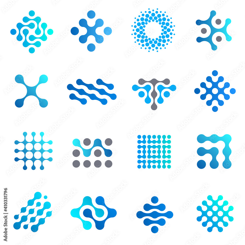 Set of vector design template. Nanotechnology icons. Stock Vector ...