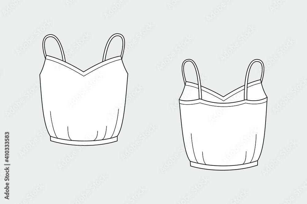 Female crop top vector template isolated on a grey background. Front ...