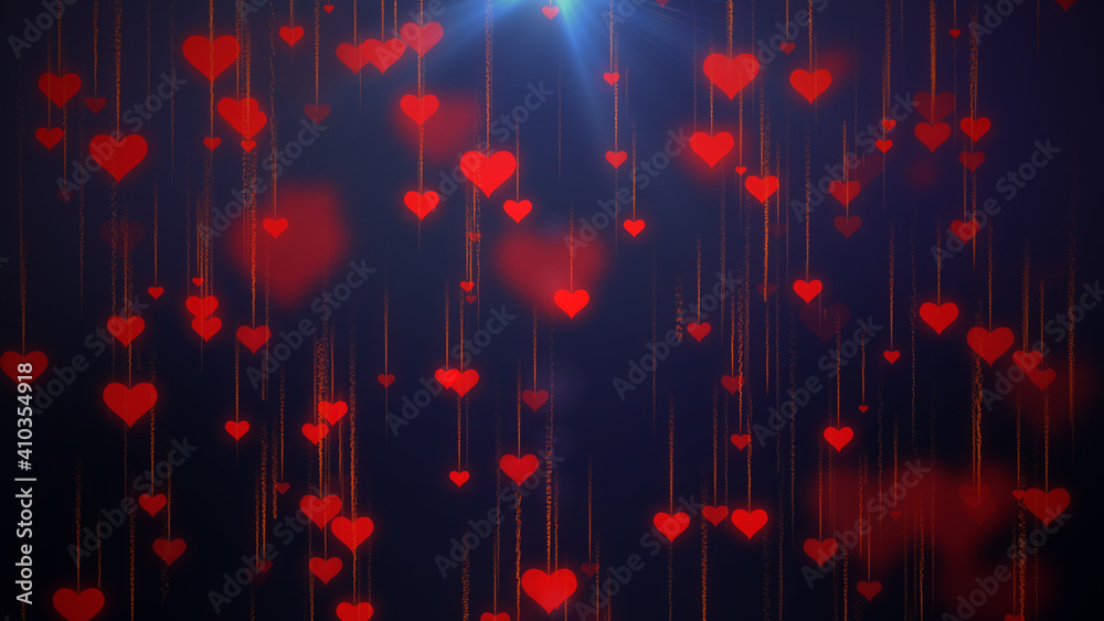 Falling love hearts with nice glowing light effect, Sign and symbol of ...