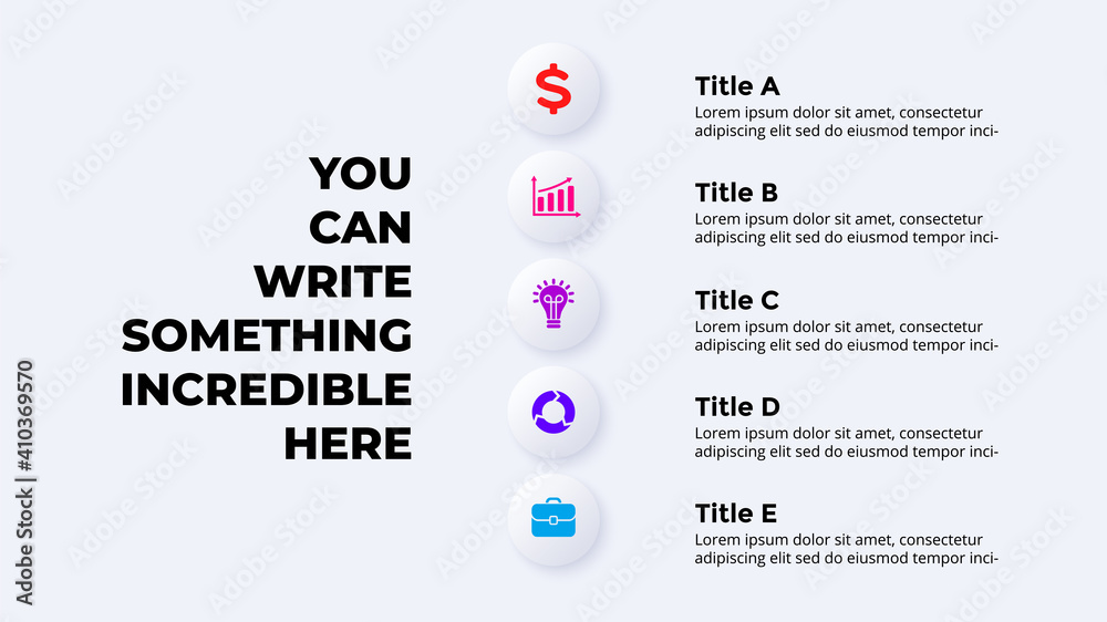 Neumorphic Vector Infographic. Presentation slide template. Neumorphism ...