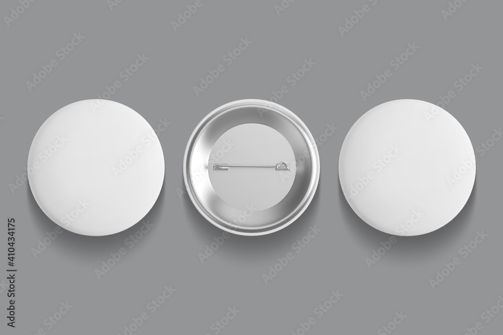 Realistic blank pin illustration for mockup. 3D Render. Stock ...