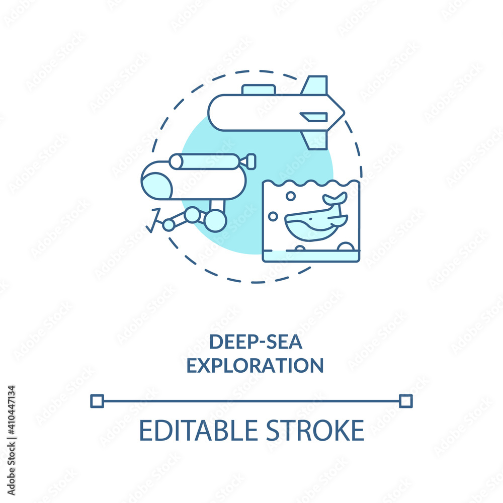 Deep-sea exploration concept icon. CPS usage idea thin line ...