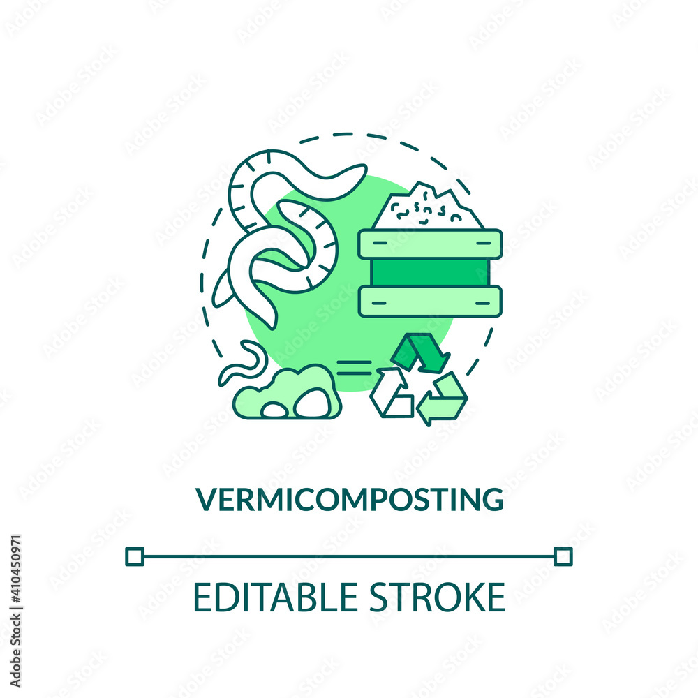 Vermicomposting concept icon. Composting method idea thin line ...