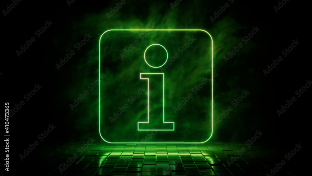 Green neon light information icon. Vibrant colored technology symbol ...