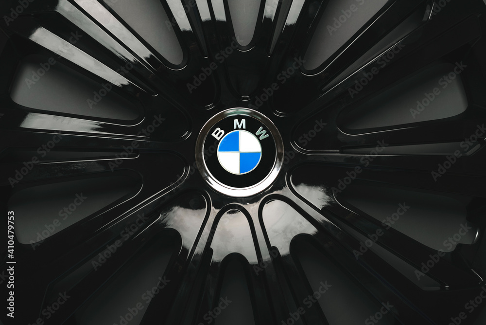 Closeup of BMW logo on car rim Stock Photo | Adobe Stock