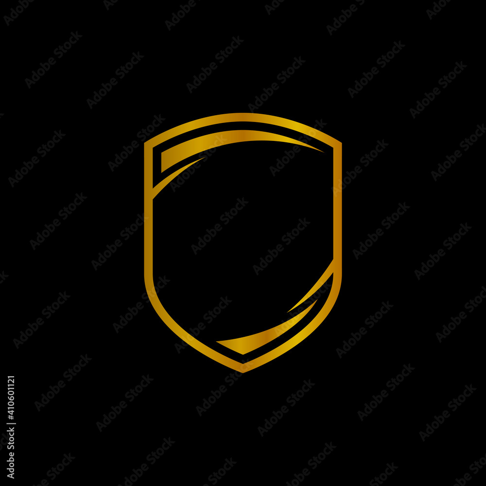 shield logo template, shielding icon in gold color and black background ...