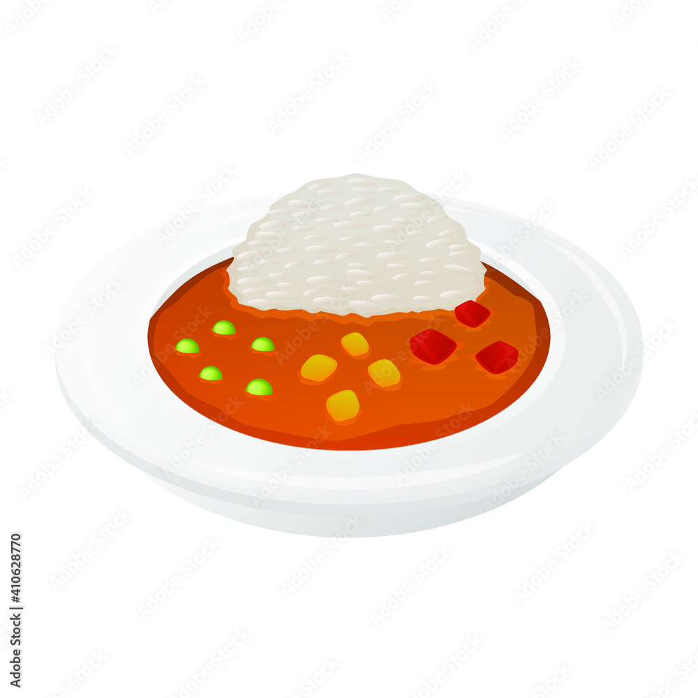 Curry and Rice Emoji Vector Design. Indian Food Art Illustration ...