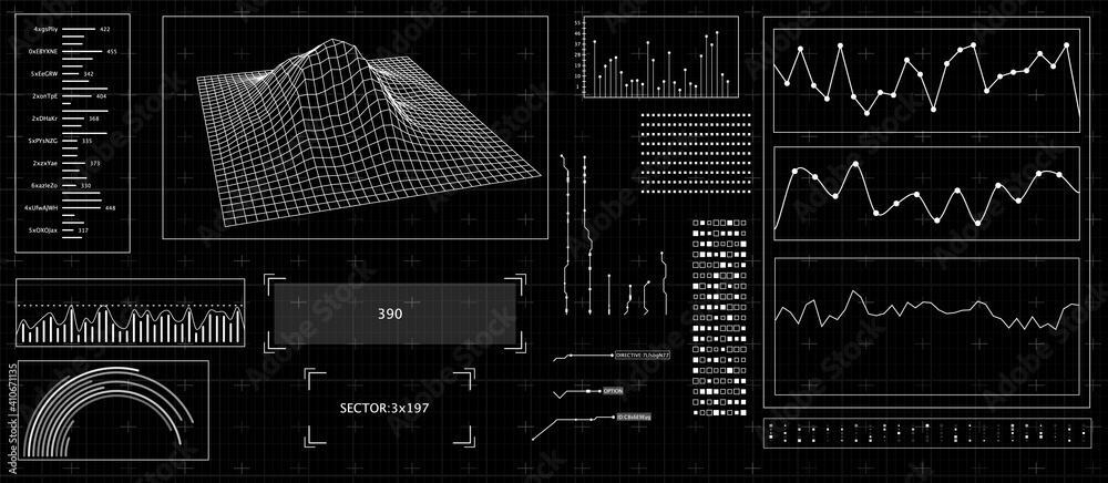 HUD futuristic interface. Hitech display with infographic elements ...