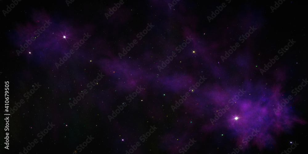Digital fractal art. Open space background with nebula and stars ...