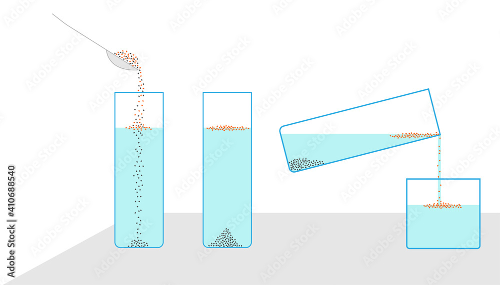 Separation of mixtures. Vector illustration of separation of wooden ...