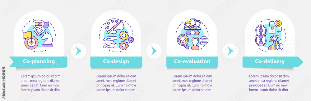 Vetor Co production parts vector infographic template. Co-design, co ...