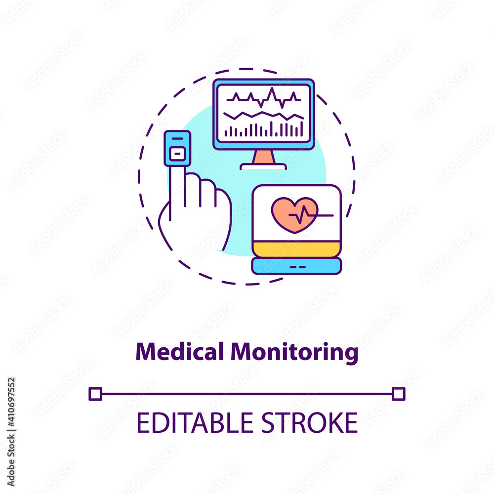 Medical monitoring concept icon. CPS application idea thin line ...