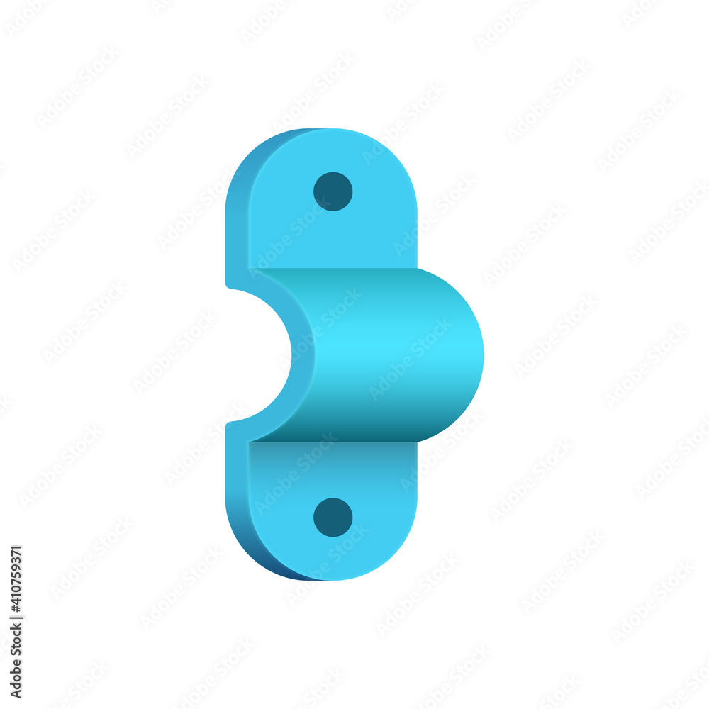 PVC pipe strap vector icon. Also called tension clip, pipe clamp ...