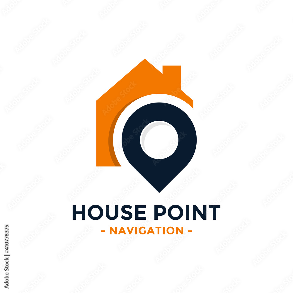 House point logo vector. Pin icon with home combination. Creative gps ...