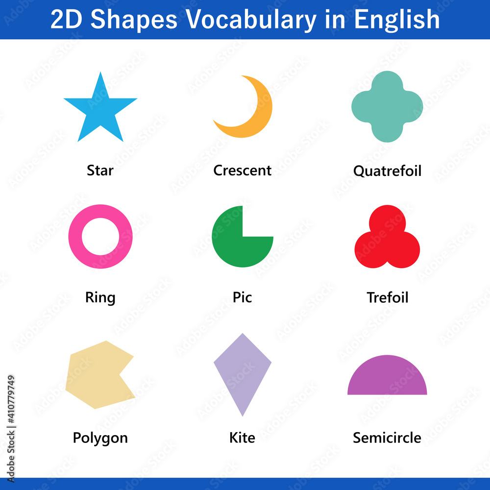 Стоковое векторное изображение «set of 2D shapes vocabulary in english ...
