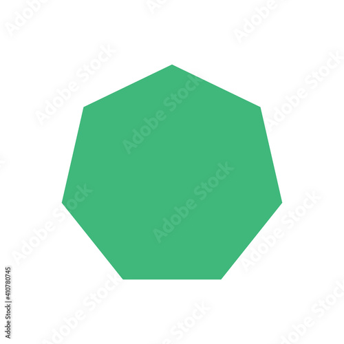 green heptagon basic simple shapes, geometric heptagon icon, 2d shape ...