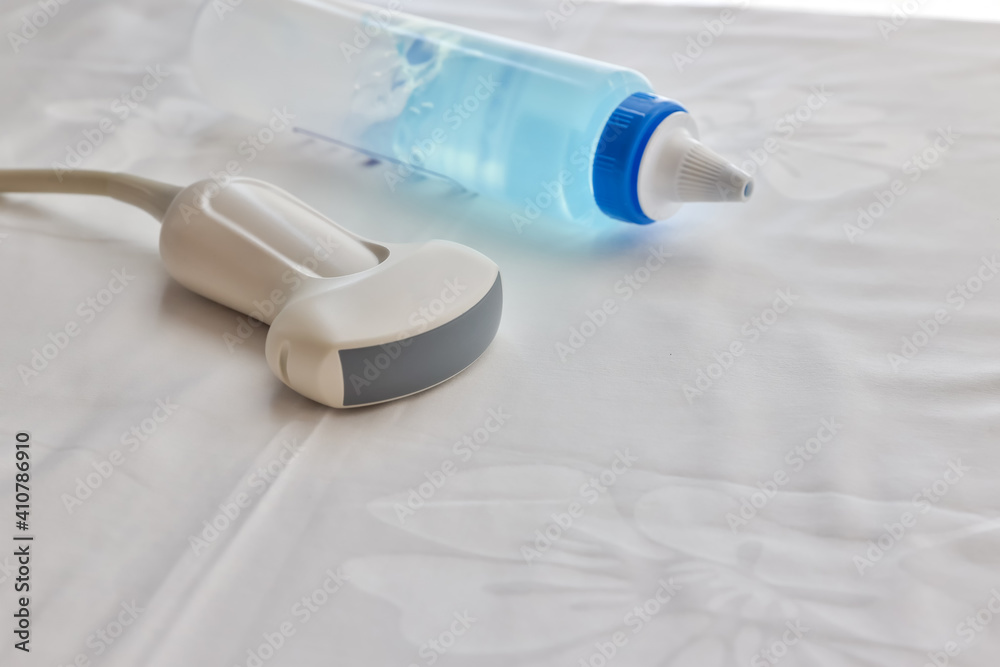 Medical equipment in the clinic. Modern ultrasound machine, scanners ...