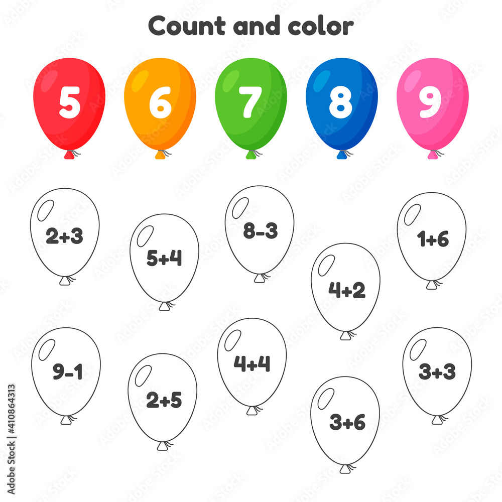 Coloring book number for kids. Worksheet for preschool, kindergarten ...