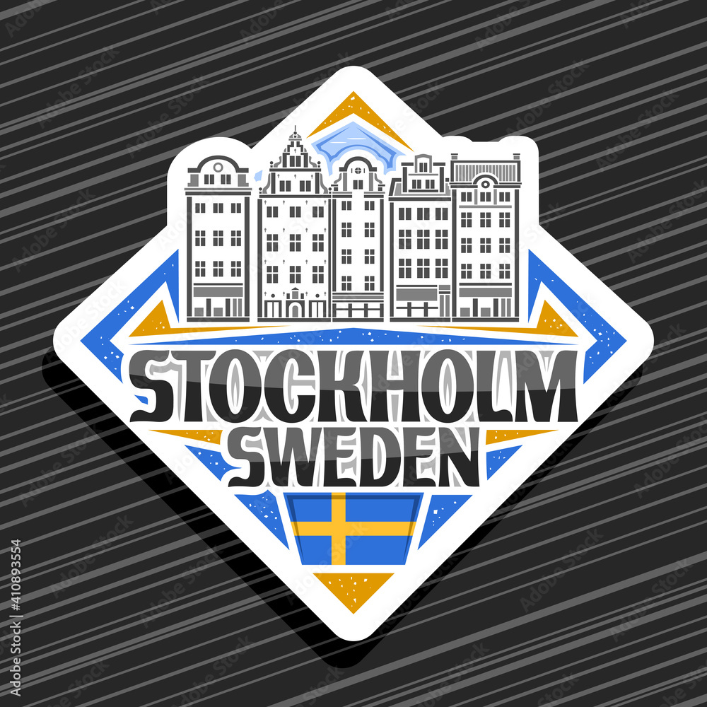 Vector logo for Stockholm, white rhombus road sign with line ...