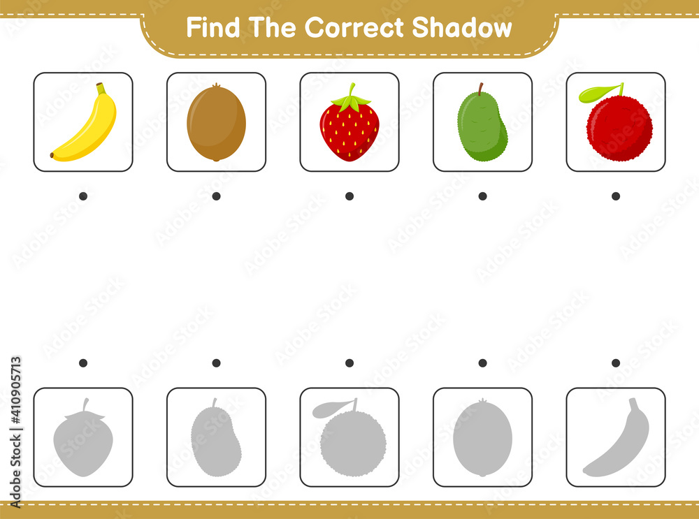 Find the correct shadow. Find and match the correct shadow of Fruits ...