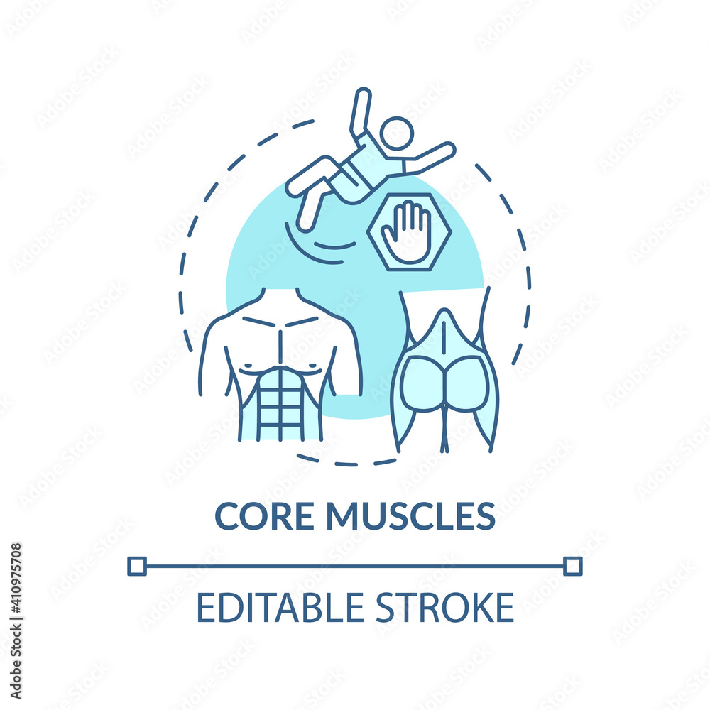 Vektor Core muscles concept icon. Physical training type idea thin line ...
