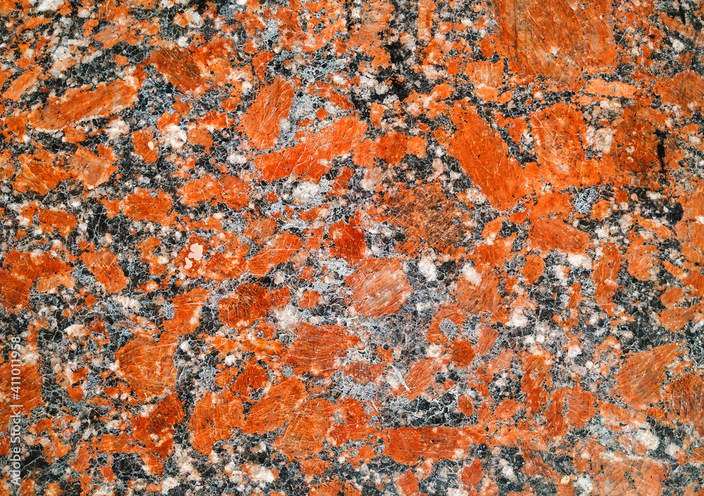 Grunge background from bright red granite natural stone texture ...