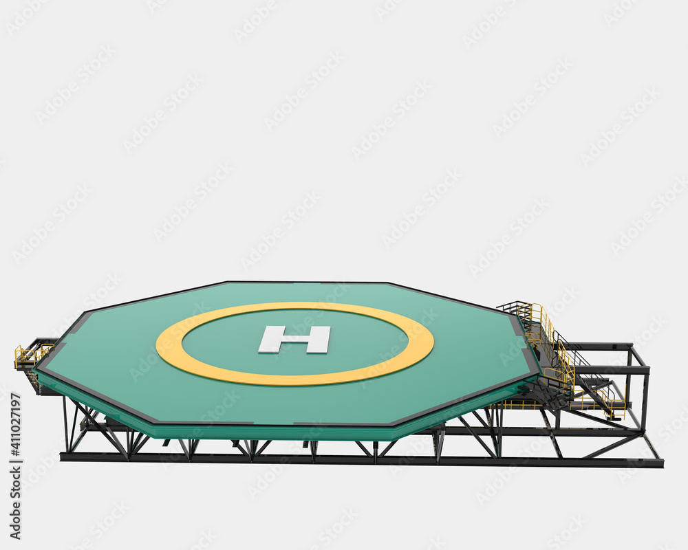 Helipad isolated on white background. 3d rendering - illustration Stock ...