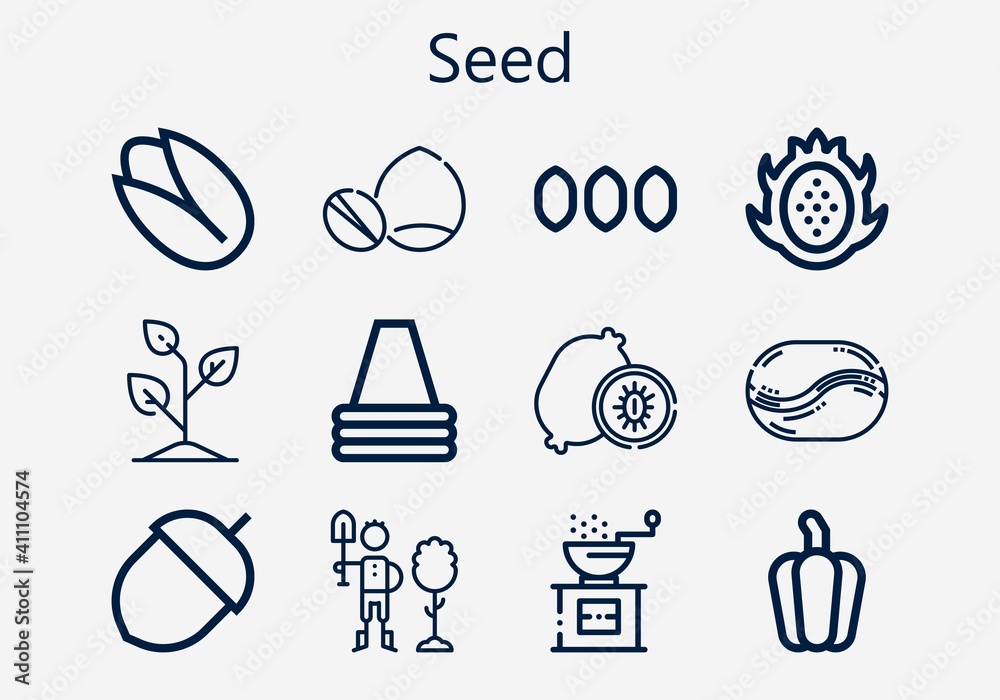 Premium set of seed [S] icons. Simple seed icon pack. Stroke vector ...