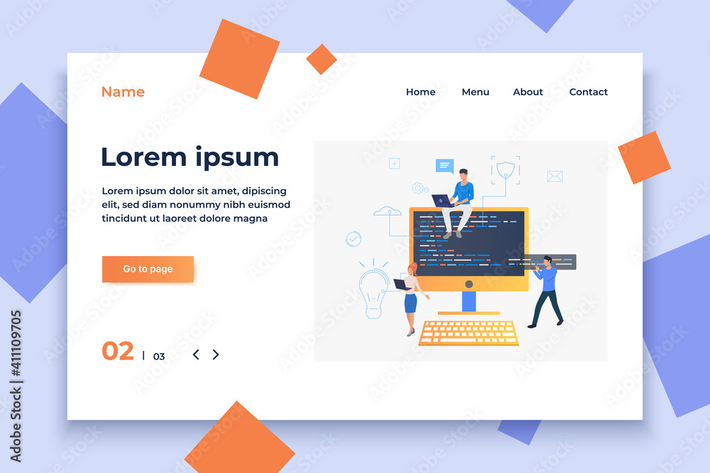 Desktop and business people using computer technology vector ...