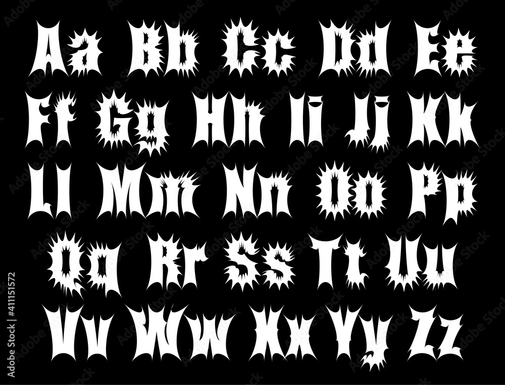 Vector drawing font isolated on white background. Uppercase and ...