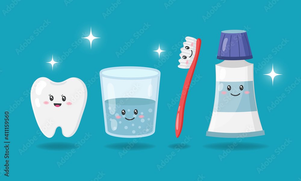 Cartoon Toothpaste And Toothbrush