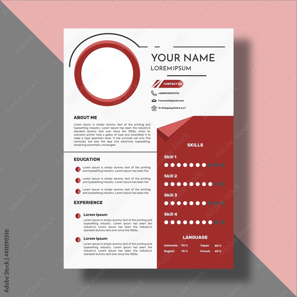 a cv template to apply for jobs. with A4 paper size which is designed ...