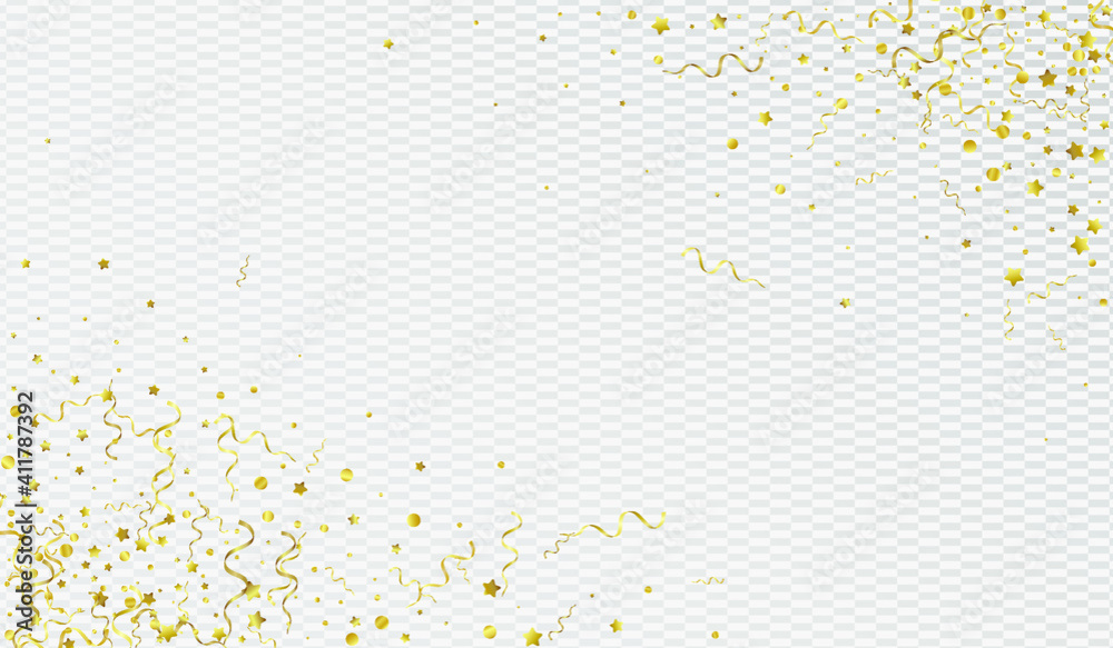 Yellow Confetti Falling Vector Transparent Background. Abstract Spiral ...