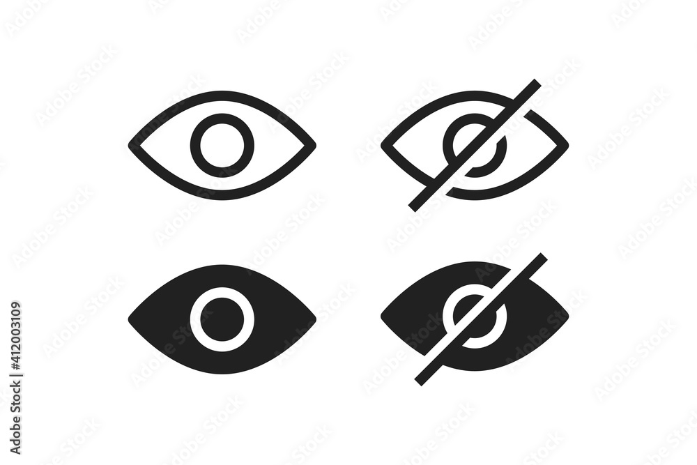 Eye icon set. View line concept symbol. Vision outline sign, look and ...