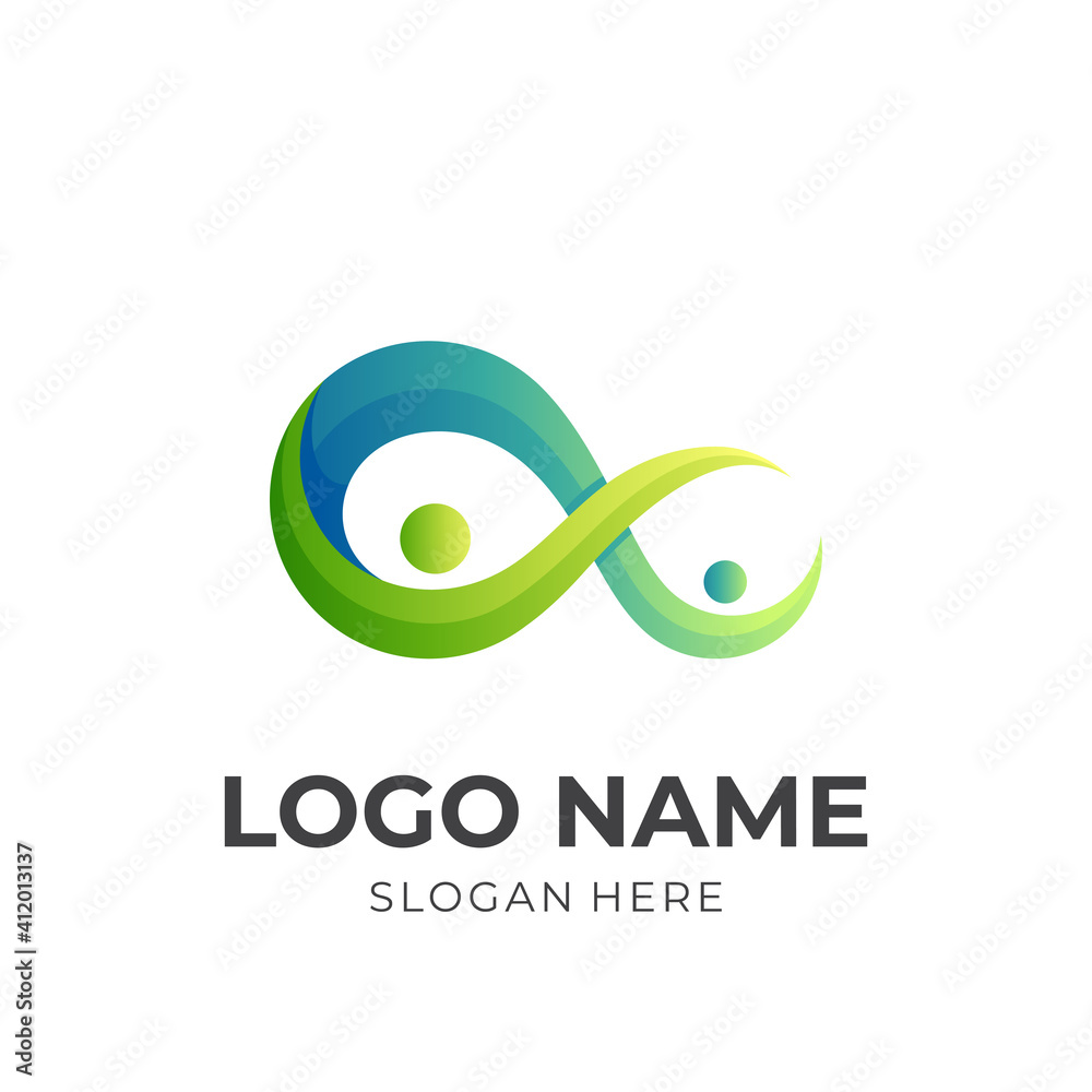 infinity people logo, people and infinity sign, combination logo with ...