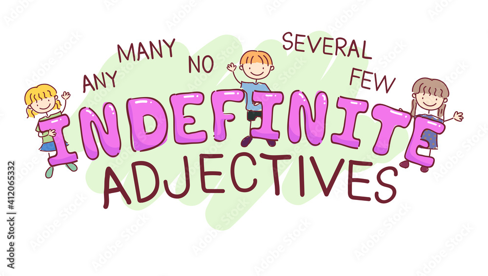 Stickman Kids Indefinite Adjectives Illustration Stock Vector | Adobe Stock
