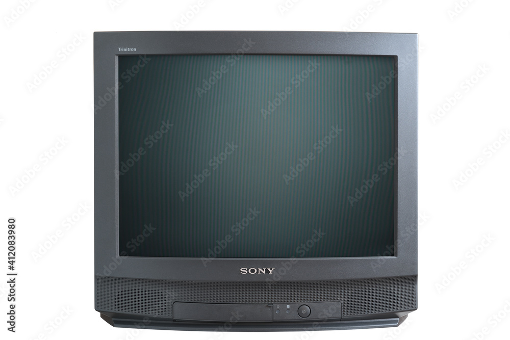 Belarus, Minsk - June 03, 2019:Old TV Sony trinitron kv-21m3 isolated ...