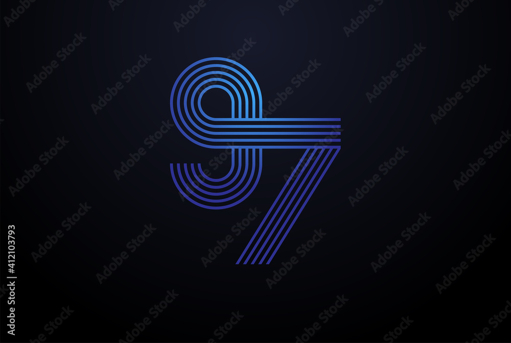 Vector de Stock Number 97 Logo, Monogram Number 97 logo multi line ...