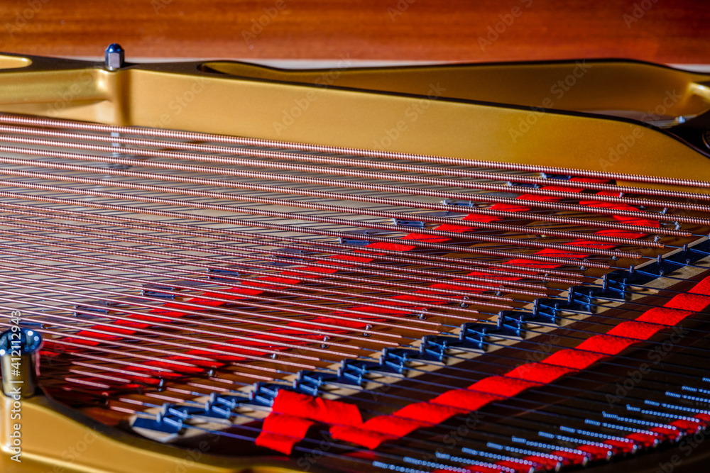 Photo Stock A close-up of the internal string structure of a top grand ...