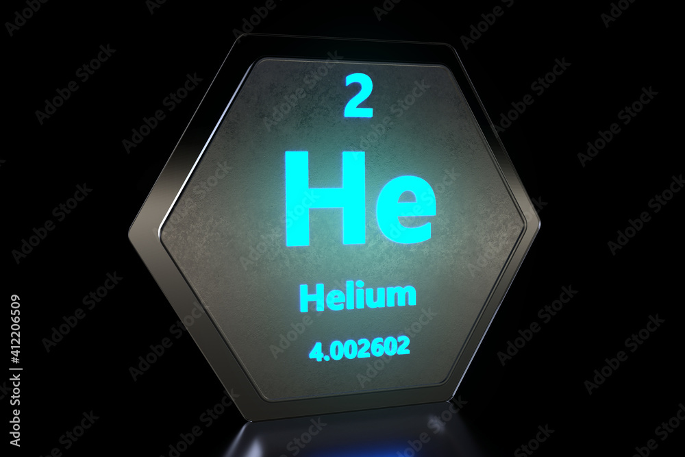 Helium chemical element Sign with atomic number and atomic weight ...