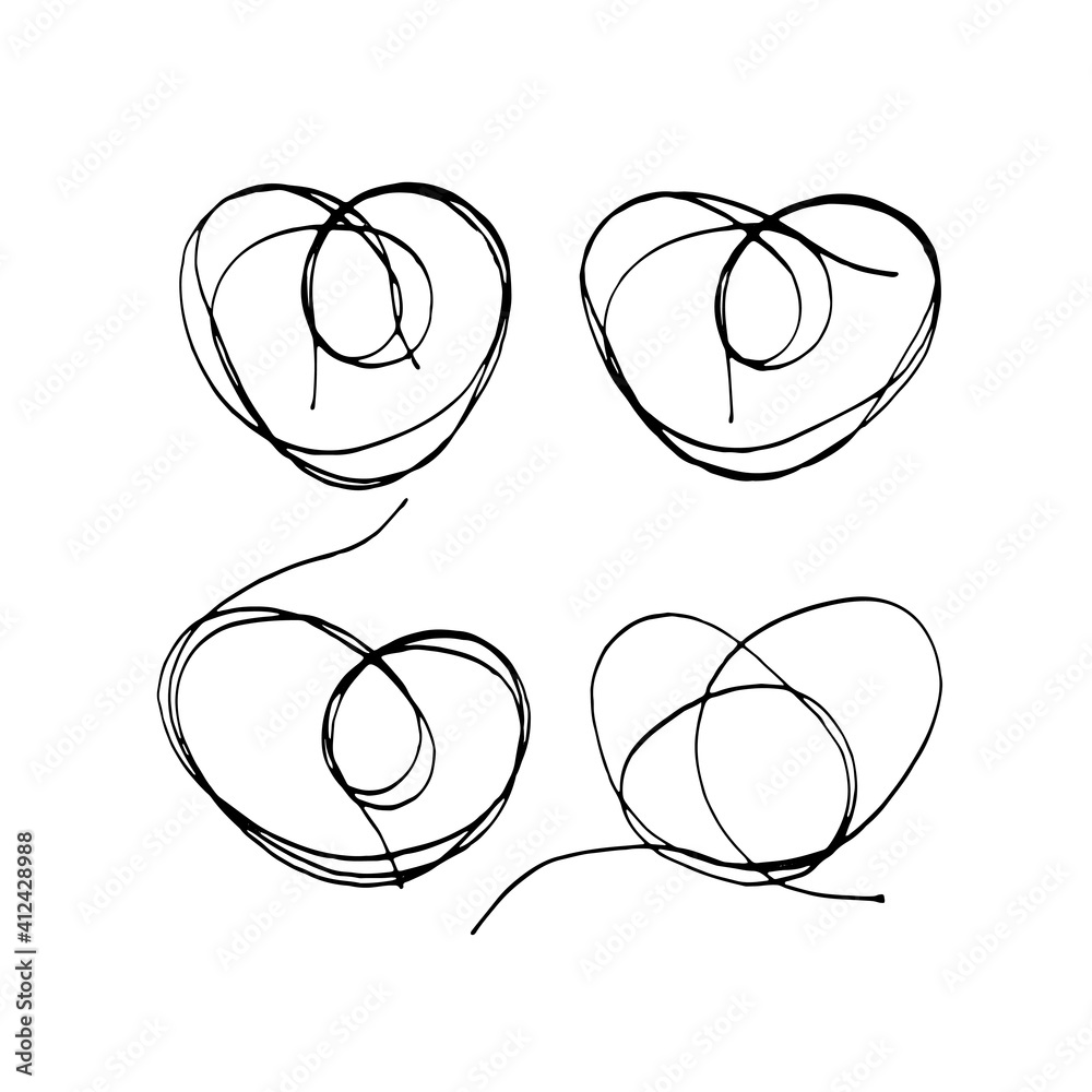 Vector de Stock Set of traced thread hearts for Valentines day ...