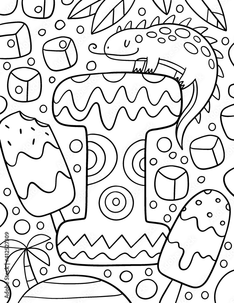 Coloring page Alphabet for kids with cute characters in doodle style ...