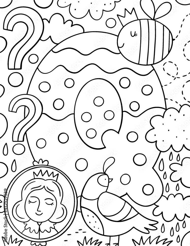 Coloring page Alphabet for kids with cute characters in doodle style ...