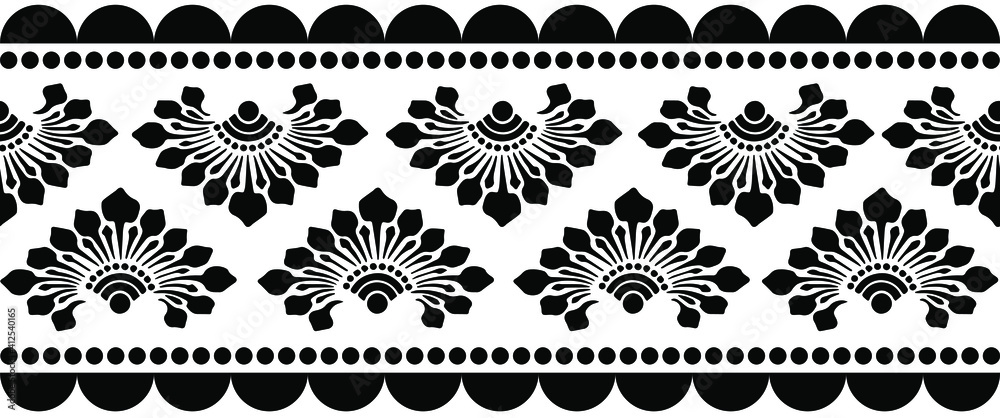 Saree Border design concept with Floral art - vector illustration Stock ...