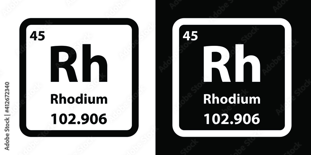 Rh Rhodium chemical element icon. The chemical element of the periodic ...
