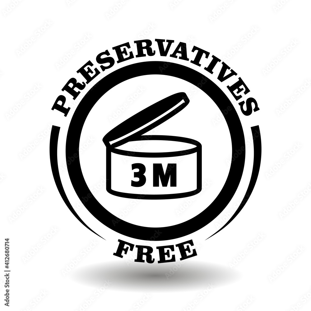 Preservatives free vector stamp with short expiring date icon. Period ...