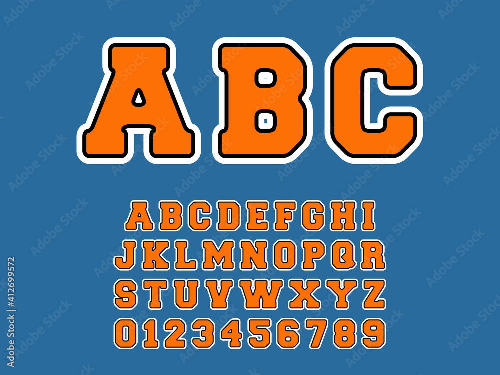 ABC alphabet template. Set of letters and numbers retro design. Vector ...
