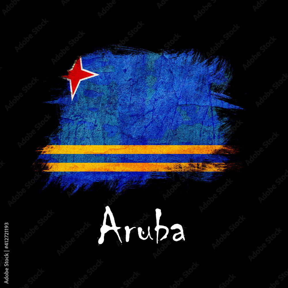 Ilustrace National flag of Aruba, abbreviated with aw; a realistic 3d ...