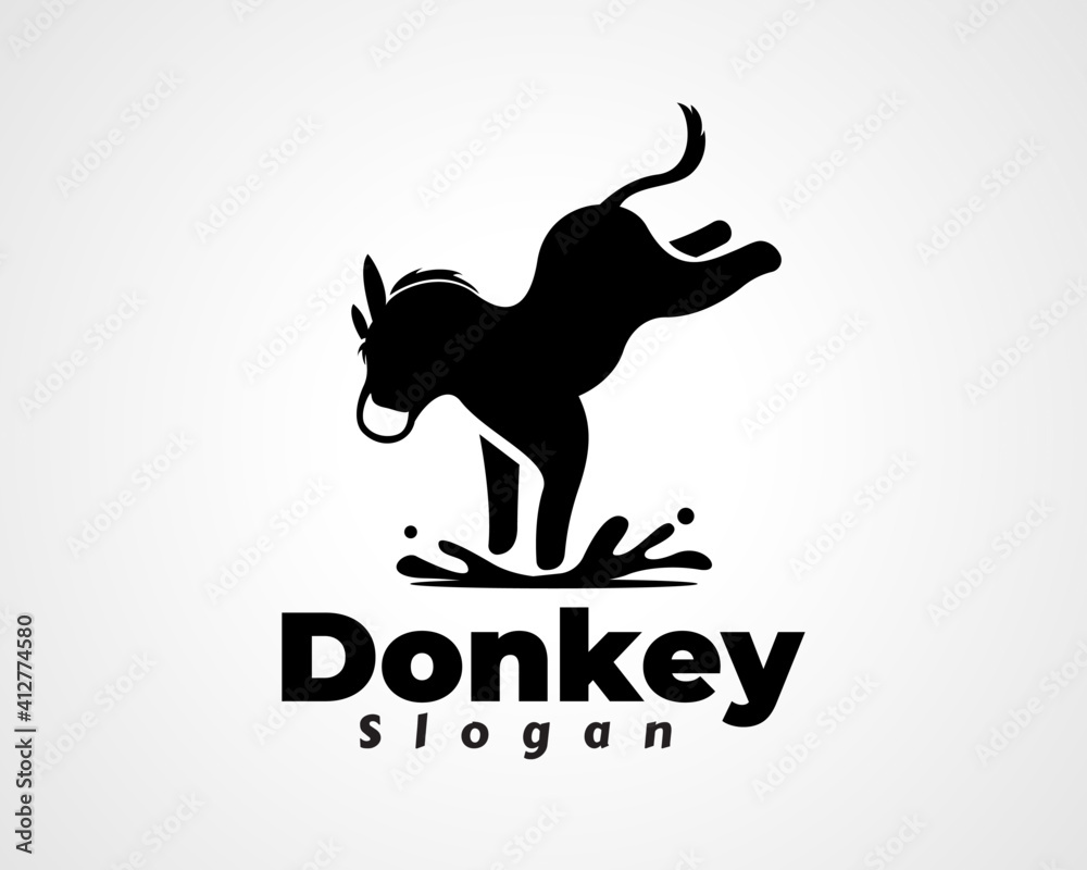 rampage donkey horse Kicking simple art style logo icon symbol design ...