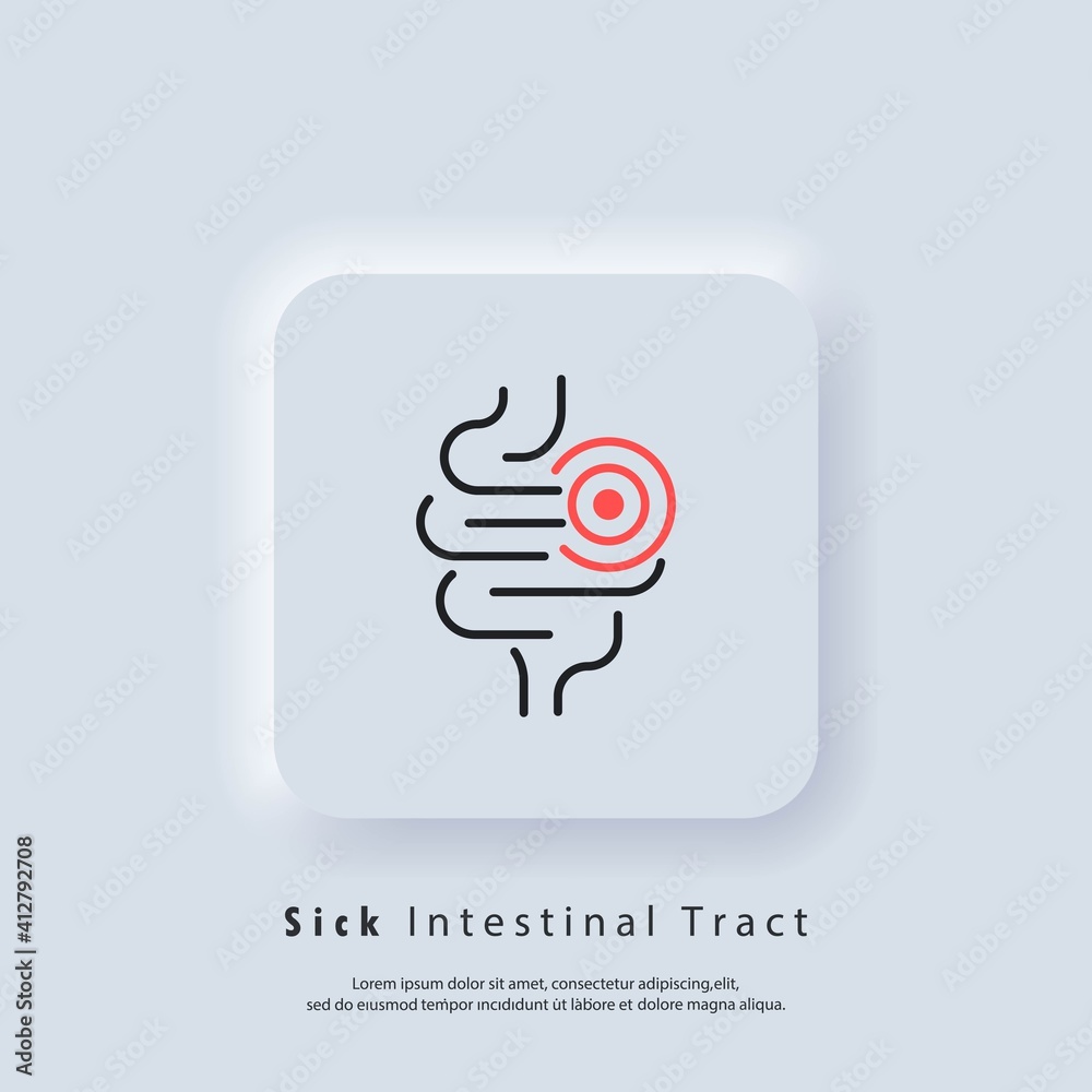 Stock-Vektorgrafik „Abdominal bloating icon. Not healthy digestive ...